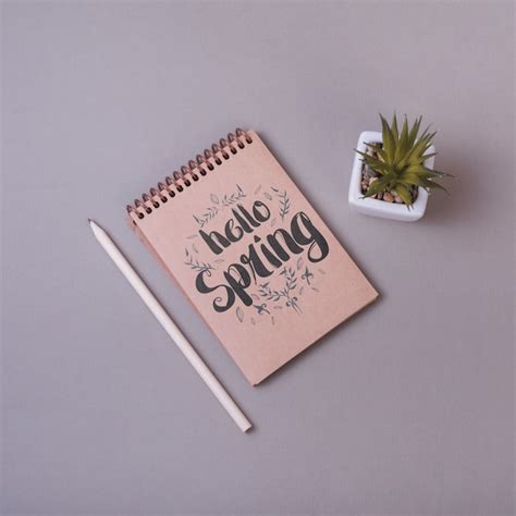 Premium PSD Notepad Template For Spring With Flowers