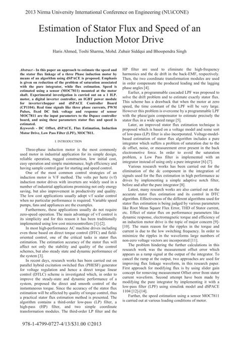 Estimation Of Stator Flux And Speed Of An Induction Motor Drive Pdf