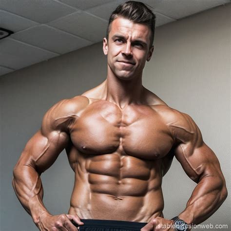 Male Flexing His Abs Stable Diffusion Online