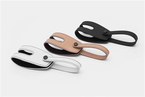 Genesis Boutique 스티치 가죽 키 케이스 블랙