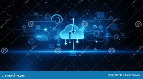 Digital Cloud Computing Hologram On Blurry Background Cloud Data