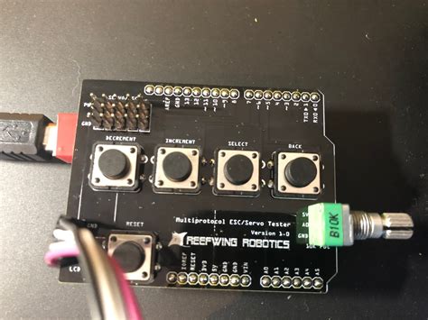 Reefwing Robotics Arduino Shield Multiprotocol ESC Servo Tester