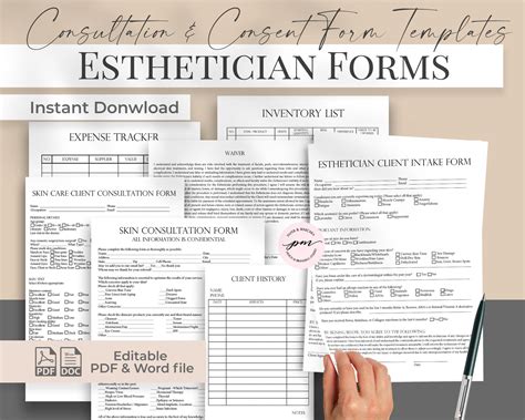 Esthetician Client Intake Form Template Skin Care Consultation Form