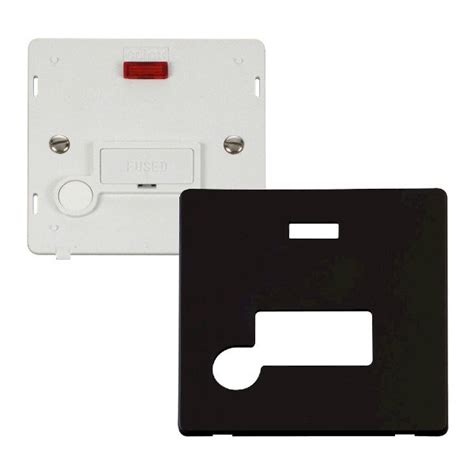 Click Definity Metal Black 13a Fused Connection Unit Flex Outlet With Neon And White Insert Ukes