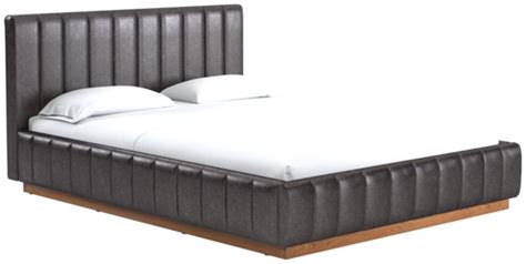 Forte Bello Black Leather Queen Natural Bed Cb2