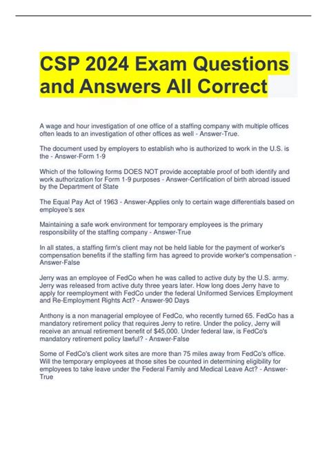 Csp 2024 Exam Questions And Answers All Correct Csp Stuvia Us