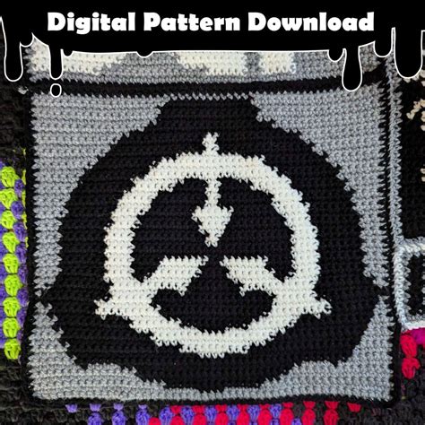 SCP Crochet Color Work Grid Pattern Digital PDF Pattern Download Pixel Art SCP Foundation Logo