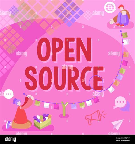 Conceptual Display Open Source Word Written On Contains The Source Code That Can Be Modified