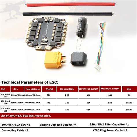 Betaflight F4V3S F4 V3 V3S PLUS FC Bảng điều khiển chuyến bay Barometer OSD 45A 60A ESC cho FPV