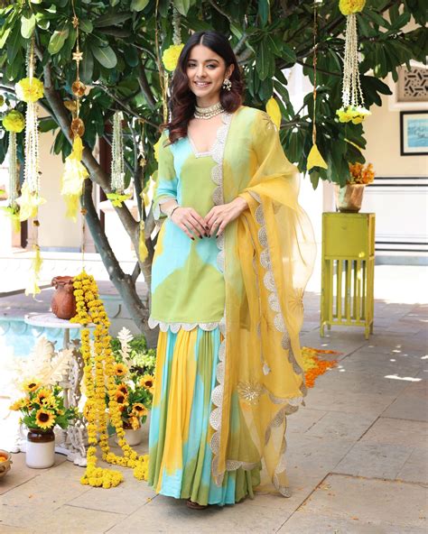 Shop Mellow Yellow Tie Dye Georgette Suit Set For Women At Aachho
