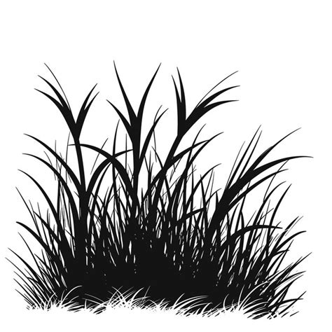 Minimalist Black Grass Doodle On White Background Premium Ai