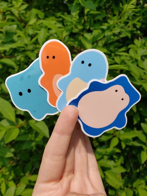 Cute Minimalistic Pokemini Starters Sticker Decal Kanto First Gen