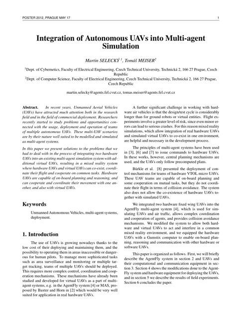 Pdf Integration Of Autonomous Uavs Into Multi Agent Simulation
