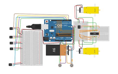 Circuit Design Robot Line Follower With Photodiode Tinkercad