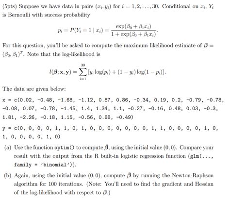 5pts Suppose We Have Data In Pairs Xi Yi For