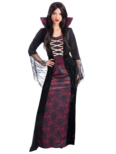 Vampiress Costume With Dress And Attached Collar Smiffys