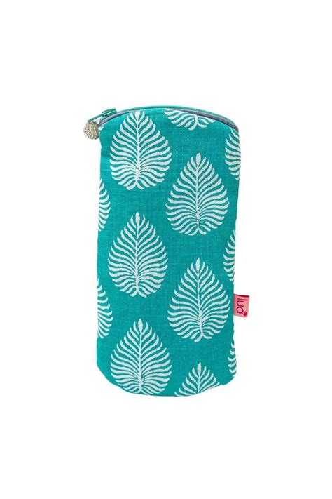 Lua Aqua Leaf Print Zipped Soft Glasses Case Experience Boutique