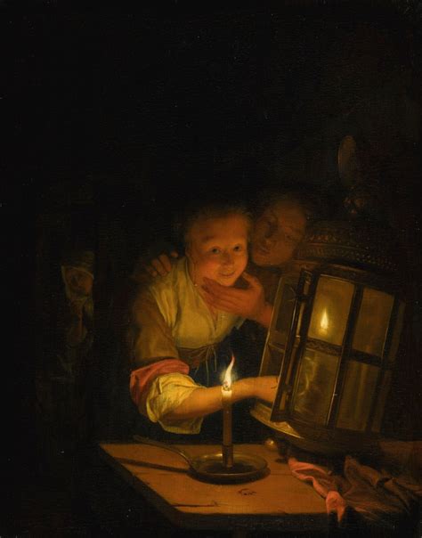 An Amorous Couple Caught Lighting A Lantern