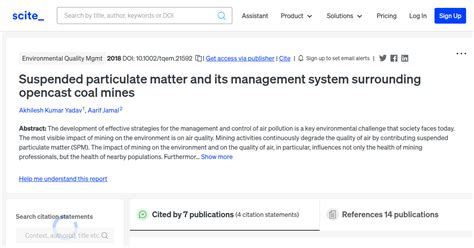 Suspended Particulate Matter And Its Management System Surrounding Opencast Coal Mines Scite