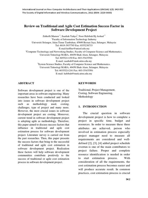 Review On Traditional And Agile Cost Estimation Success Factor In Software Development Project