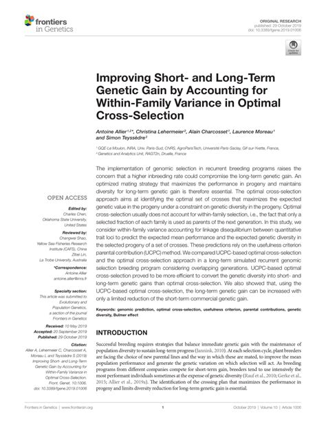 Pdf Improving Short And Long Term Genetic Gain By Accounting For