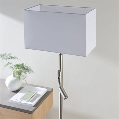 Issey Rectangular Shade Floor Lamp With Led Reading Spotlight Matt