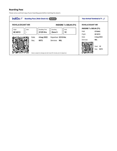 Indigo Web Check In Boarding Pass