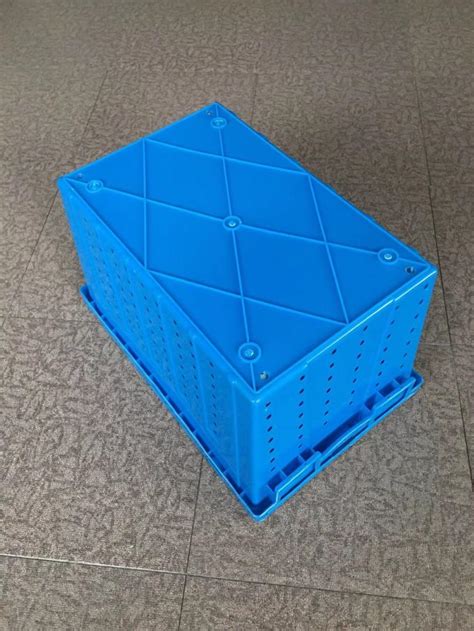 Stack And Nest Plastic Mesh Container With Attached Lids 600 400 360mm