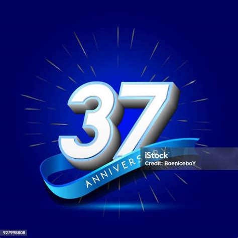 크리에이 티브 포스터 소책자 전단지 전단지 잡지 초대 카드 리본 37 주년 기념일 템플릿 웹 게임 디자인 광고에 대한 스톡 벡터