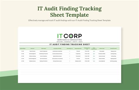 IT Audit Finding Tracking Sheet Template In Excel Google Sheets