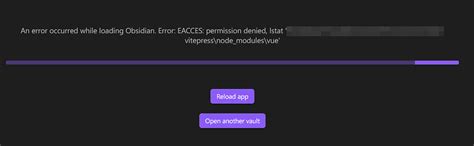An Error Occurred While Loadin Obsidian Error EACCES Permission