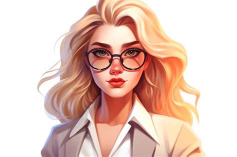 Premium Ai Image Blond Woman With Glasses And A White Shirt Generative Ai