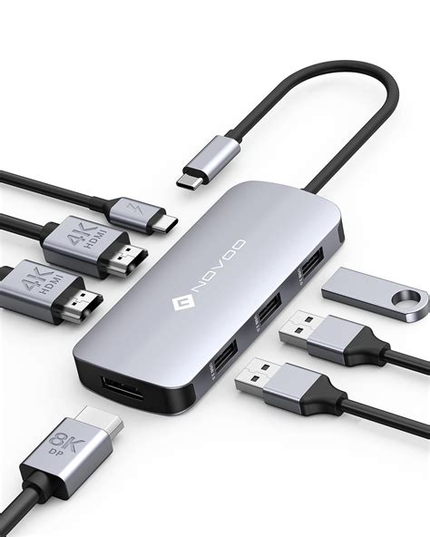 Docking Station Triple Display NOVOO RM USB C Docking Station Dual Monitor Adapter With K
