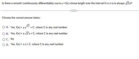 Solved Is There A Smooth Continuously Differentiable Curve