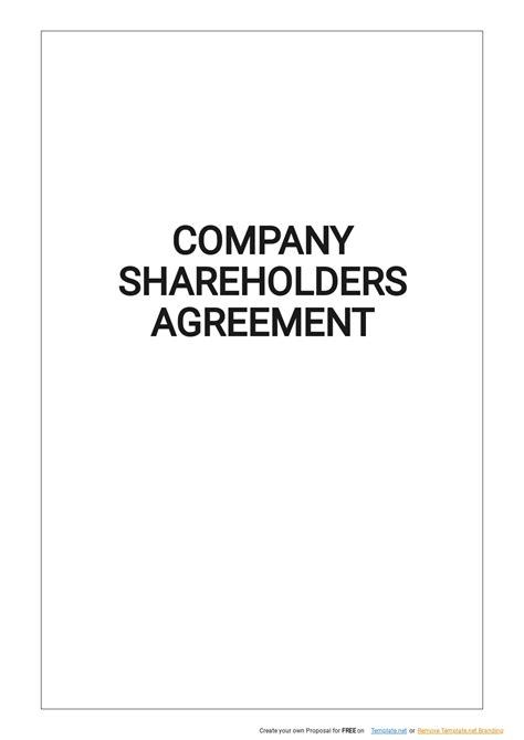 Private Company Shareholders Agreement Template [free Pdf]