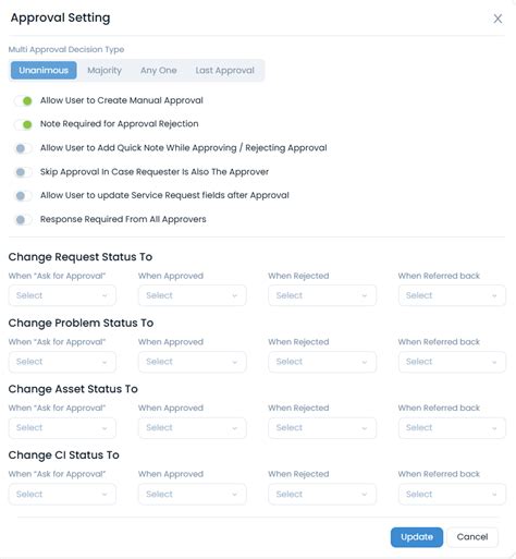 Approval Settings Serviceops