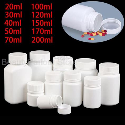 가정용 흰색 플라스틱 빈 알약 병 샘플 병 식품 등급 용기 의약품 캡슐 리필 가능 알약 병 20ml ~ 200ml