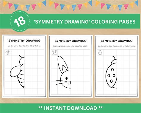 Symmetry Drawing Lines Of Symmetry Activities Symmetry Etsy