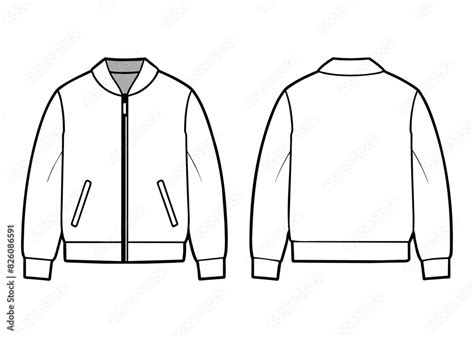 Bomber Jacket Design Flat Sketch Illustration Front And Back View