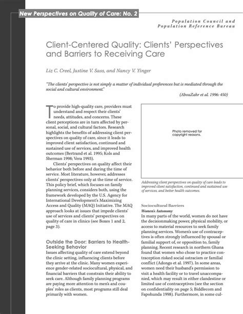 Client Centered Quality Clients Perspectives And Barriers To