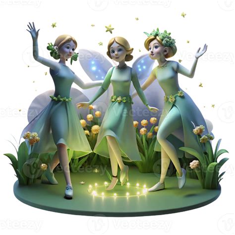 Beautiful Classic A Group Of Nymphs Dancing In A Moonlit Forest