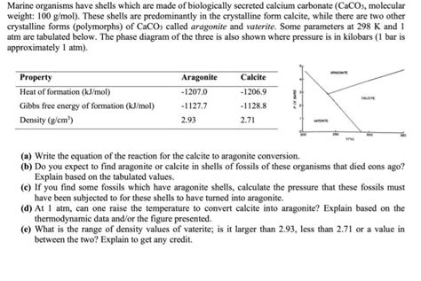 Solved Marine Organisms Have Shells Which Are Made Of