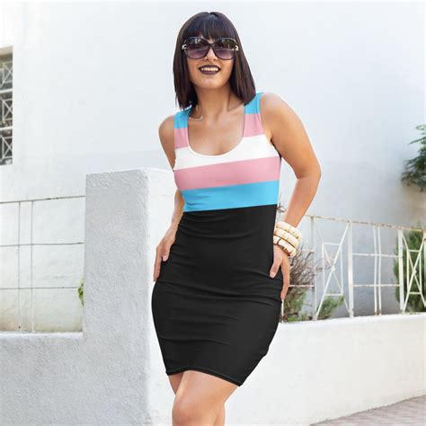 Transgender Dress Trans Pride Pencil Dress Trans Flag Fitted Dress