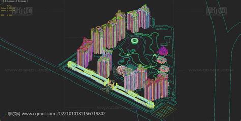 现代住宅 商业小区 商住一体规划3D模型 中式建筑模型下载 摩尔网CGMOL