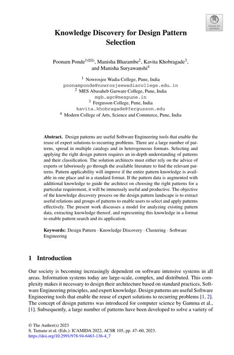 Pdf Knowledge Discovery For Design Pattern Selection