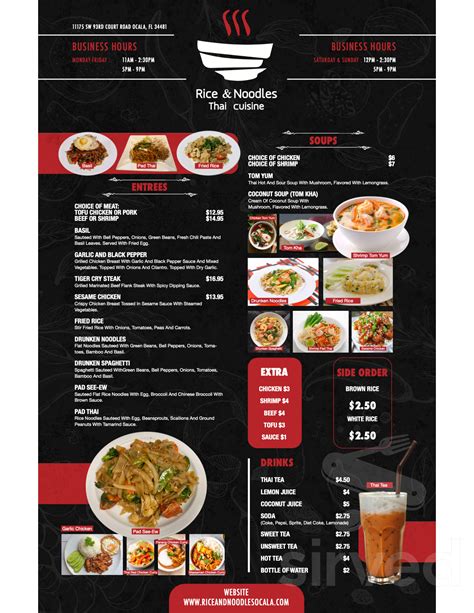 Rice And Noodles Thai Cuisine Menu In Ocala Florida Usa