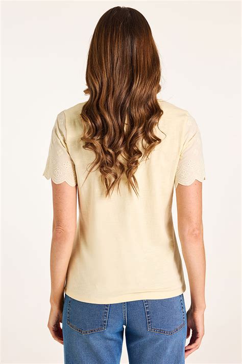 Embroidered Short Sleeve V Neck T Shirt Bonmarché