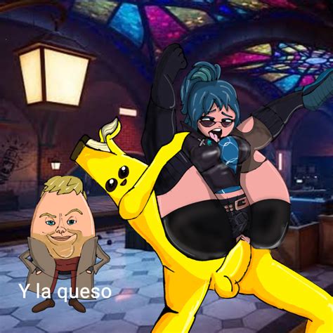 Rule 34 Artist Request Banana Blue Hair Clothes Female Fortnite Funny