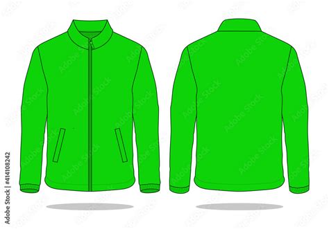 Blank Green Jacket Template Vector Front And Back View Stock Vector Adobe Stock