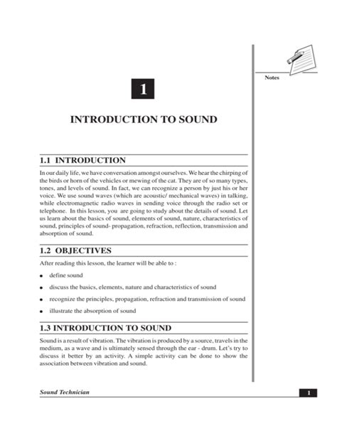 Lesson 01 Introduction To Sound